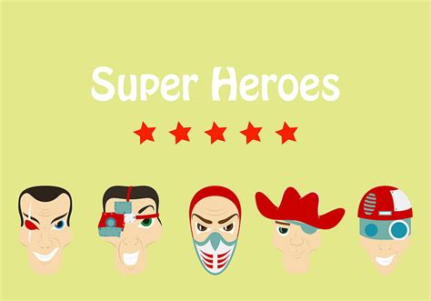 만화 색된 벡터에 슈퍼 히어로 작업 아이콘 설정 Ai Eps Uidownload