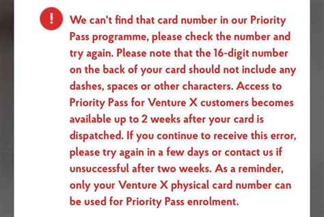 Unable To Register For Priority Pass Rventurex