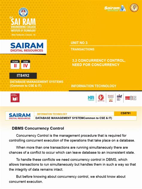 Concurrency Control Need For Concurrency Pdf Database Transaction