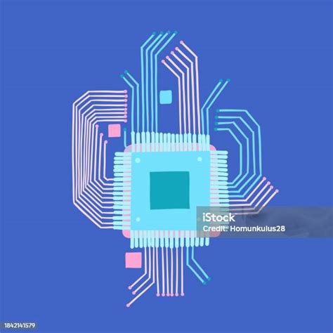 Vektor Abstrak Papan Sirkuit Atau Chip Mikro Yang Diisolasi Pada Latar