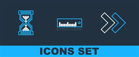 Set Line Arrow Hourglass Pixel And Ruler Icon Vector Stock Vector Illustration Of Color