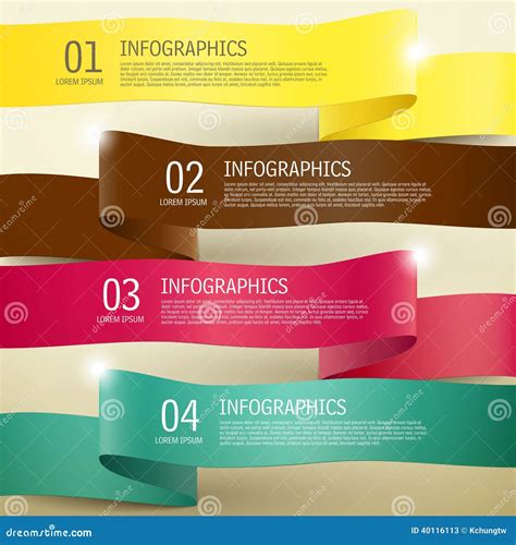 Ribbon Infographic Concept Vector Template With 5 Options Parts
