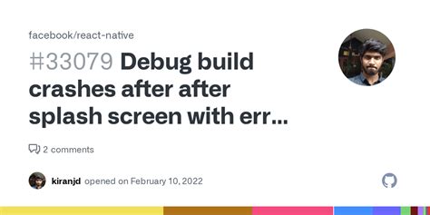 debug build crashes after after splash screen with error couldn t find