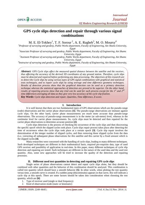 Pdf Gps Cycle Slips Detection And Repair Through Various Signal