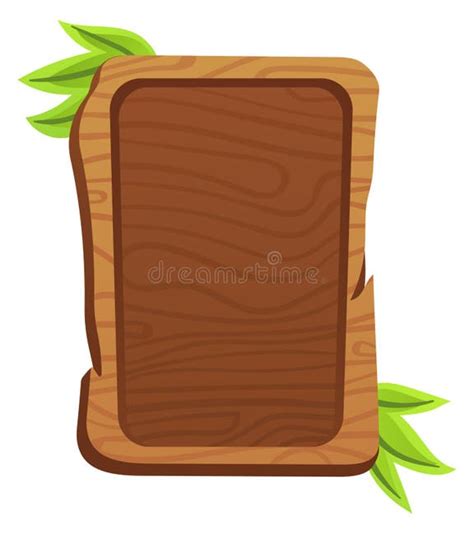Wooden Game Window Template Interface Blank Panel Stock Vector