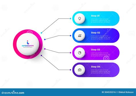 Flowchart Infographic Business Template Central Circle With Rounded Elements Around It Stock