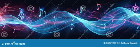 Melody Flowing Music Wave Abstract Background Showing Colourful Music