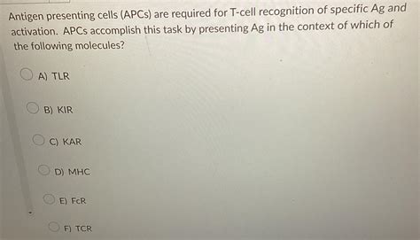 Solved Antigen Presenting Cells Apcs ﻿are Required For