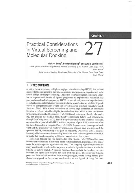 Pdf Practical Considerations In Virtual Screening And Molecular Docking