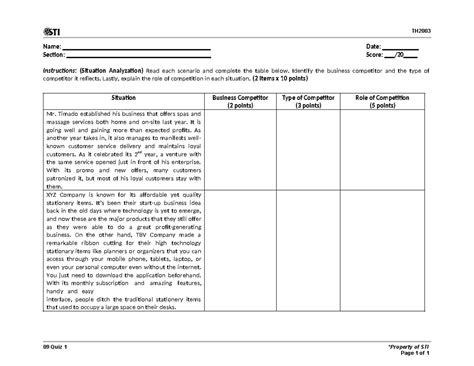09 Quiz 1 Essay Name Date Section Score Instructions