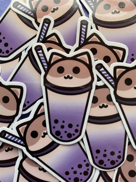 Cat Boba Sticker Boba Sticker Cat Sticker Kawaii Boba Cat Sticker Etsy