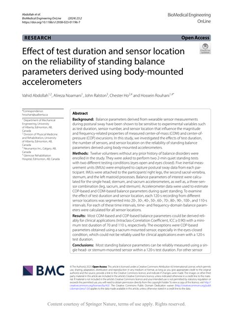 Pdf Effect Of Test Duration And Sensor Location On The Reliability Of