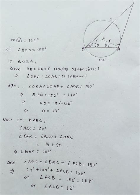 Solved The Figure Below Shows A Triangle With Vertices A And B On A Circle And Vertex C