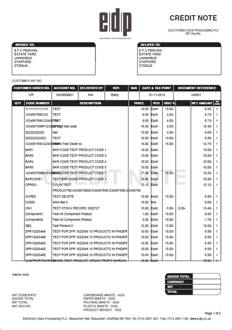 Completing And Printing Credit Notes