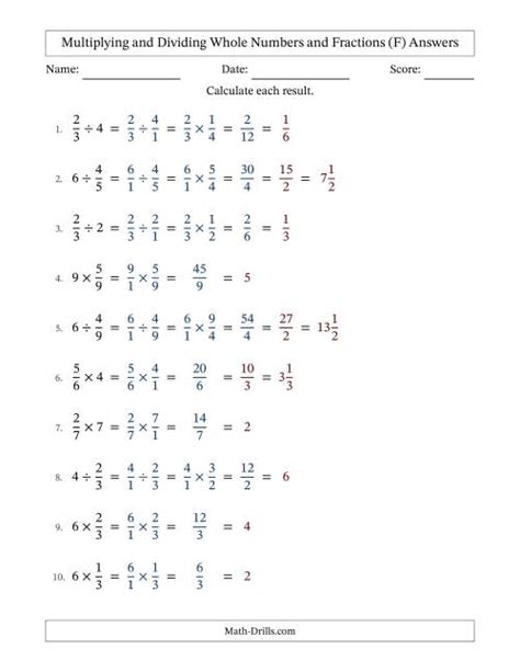 Multiplying And Dividing Proper Fractions And Whole Numbers With All Simplifying F