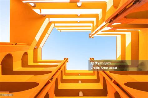 Visual Yellow Architecture With Inner Courtyard Lightwell From Directly