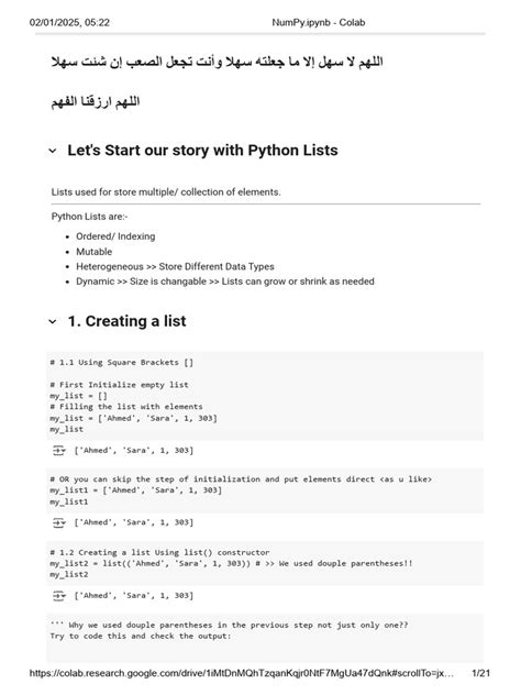 Lists Arrays Numpy Basics Pdf Matrix Mathematics Computer Programming