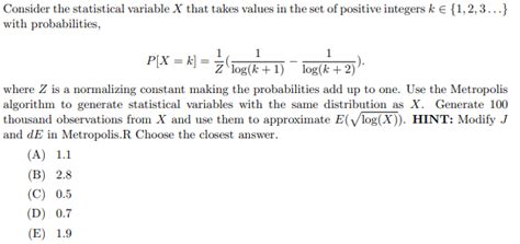 Consider The Statistical Variable X That Takes Values Chegg Com