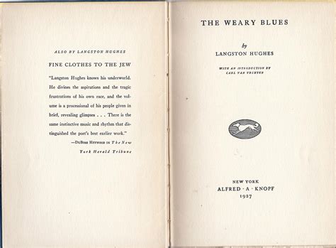 The Weary Blues By Hughes Langston Good Hardcover 1927 Fourth