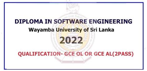Diploma In Software Engineering 2022 Wayamba University Of Sri Lanka Ceylon Vacancy