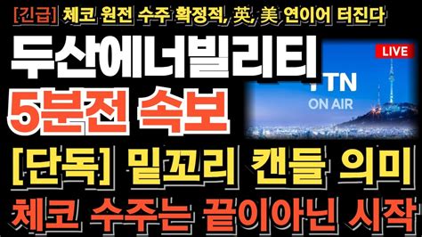 두산에너빌리티 주가전망 단독 밑꼬리 캔들 의미 체코 수주는 끝이아닌 시작 미국 영국 수주 연이어 터집니다 두산밥캣 단기
