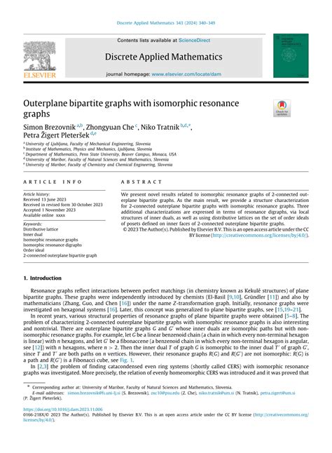 Pdf Outerplane Bipartite Graphs With Isomorphic Resonance Graphs