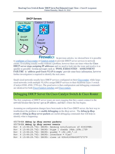 Resolving Cisco Switch And Router Dhcp Server Pool Exhausted Empty Error