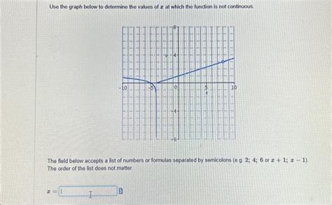 solved use the graph below to determine the values of x at