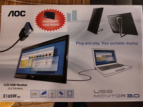Used AOC E FWU Inch Widescreen LED Monitor Portable Monitor USB Powered UBB Threads