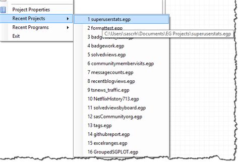 Open Recent Files With Fewer Clicks In Sas Enterprise Guide The Sas Dummy
