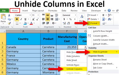 Unhide Hidden Columns In Excel Vba Free Printable Download