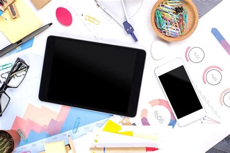 Premium Photo Messy Desk With Technology