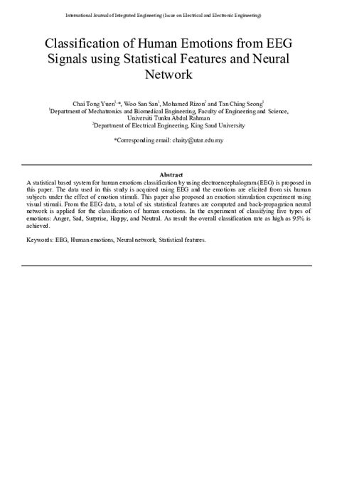 Pdf Classification Of Human Emotions From Eeg Signals Using
