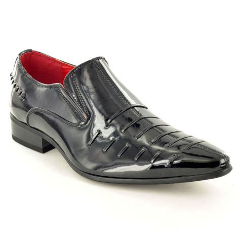 Mens Winkle Pickers Brogue Leather Lined Pointed Patent Shoes Shoes Uk