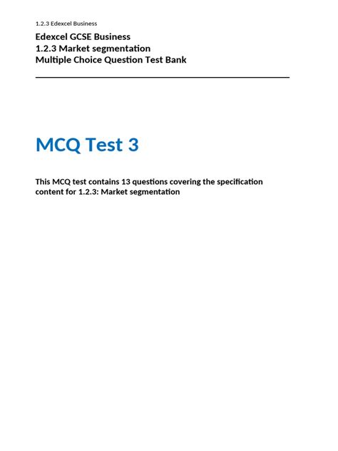 1 2 3 mcq test market segmentation pdf