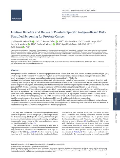Pdf Lifetime Benefits And Harms Of Psa Based Risk Screening For Prostate Cancer