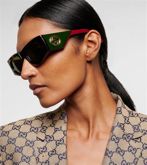 Interlocking G Rectangular Sunglasses In Multicoloured Gucci Mytheresa