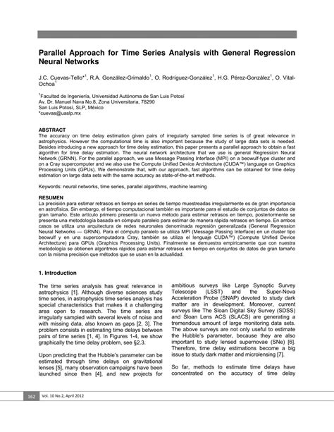 Pdf Parallel Approach For Time Series Analysis With General Regression Neural Networks