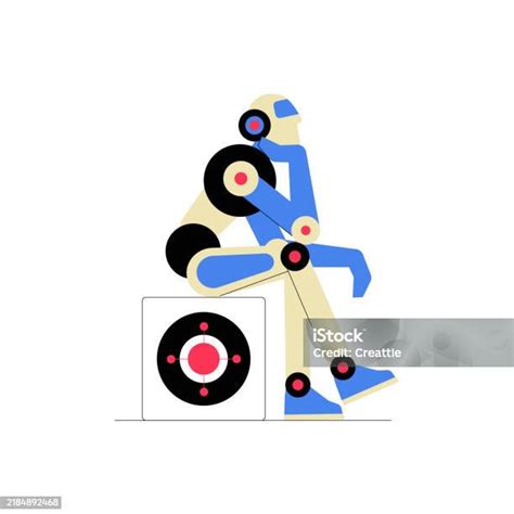 Ai 명상 인공 지능의 미래 기계 학습을 상징하는 평면 벡터 일러스트 레이 션에서 큐브에 대해 생각하는 로봇 흰색 배경에 고립