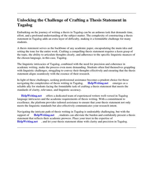 Tagalog Ng Thesis Statement Pdf Tagalog Language Linguistics