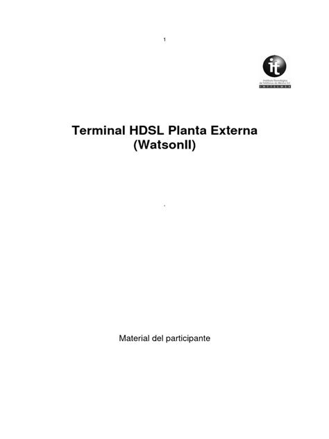 Terminal Hdsl Planta Externa Watsonii Pdf Línea De Abonado