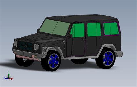 梅赛德斯奔驰吉普车 Solidworks 2017 模型图纸免费下载 懒石网