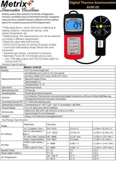Digital Anemometers Metrix For Industrial Model Name Number Avm 05 At ₹ 4800 Piece In Ahmedabad