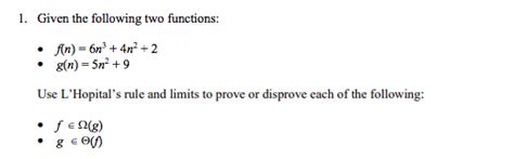 Solved Given The Following Two Functions Chegg Com