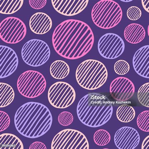 손으로 그린 줄무늬 원의 추상 원활한 패턴 색상 벡터 배경입니다 그리기에 대한 스톡 벡터 아트 및 기타 이미지 그리기 기하