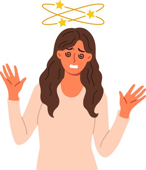 Woman Feels Dizzy Caused By Hangover Or Intracranial Pressure Stands With Stars Above Head