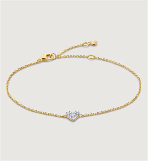 Heart Diamond Chain Bracelet In 18k Gold Vermeil On Sterling Silver And