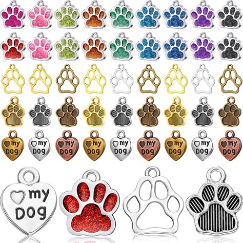 152 Piezas De 4 Estilos Con Diseño De Pata De Perro Colgante De Huella
