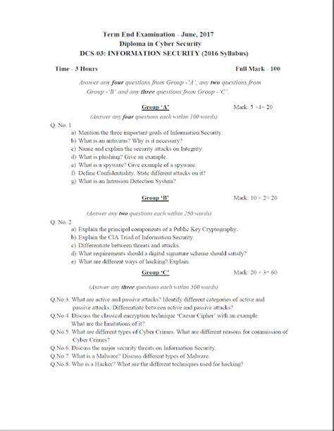OSPU DCS Information Security June Question Paper University Question Papers