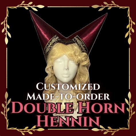 Customize Medieval Double Horn Hennin Princess Witch Double Cone